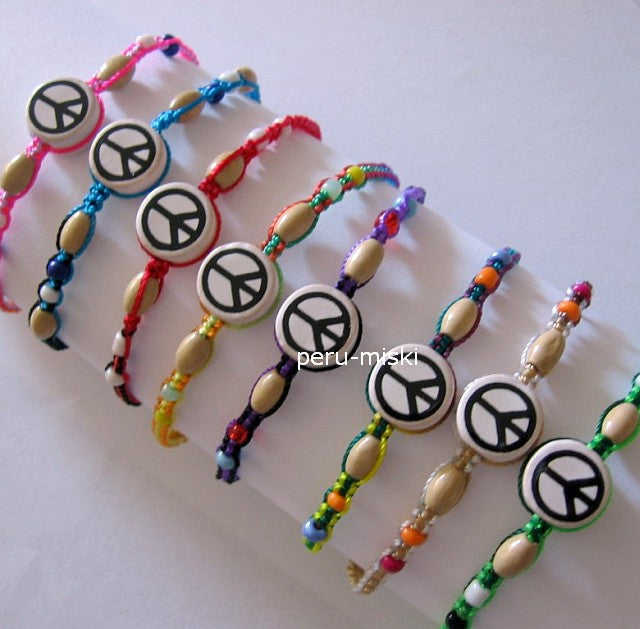 Friendship Bracelets, Peace Symbol Ceramic, 50 lot – Peru Miski